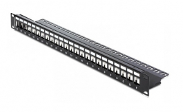 EasyLan Patchpaneel 1HE 19inch 24v ledig zwart - InfraTEL.nl